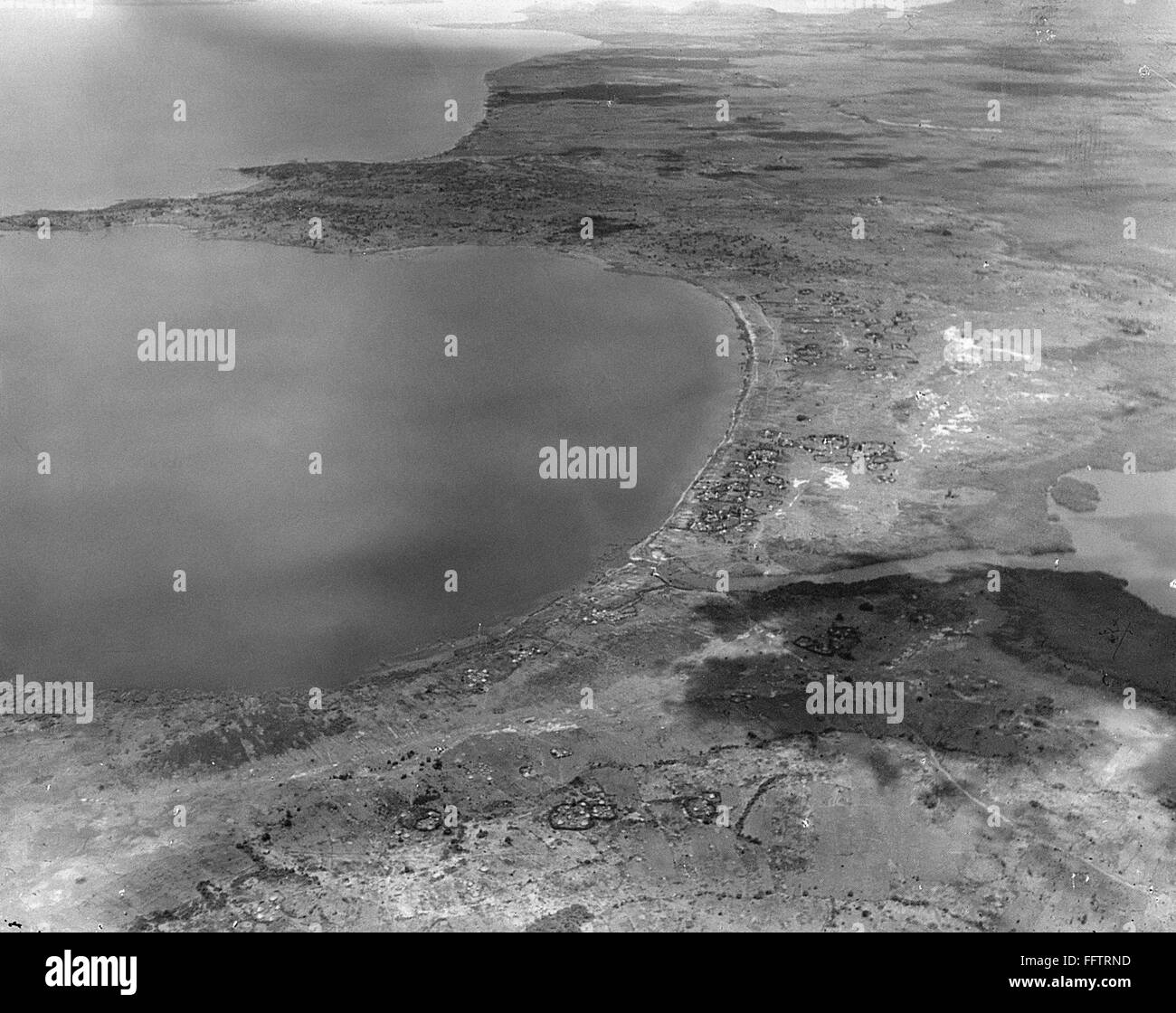 AFRICA: LAKE VICTORIA. /nAerial view of the shoreline of Lake Victoria ...