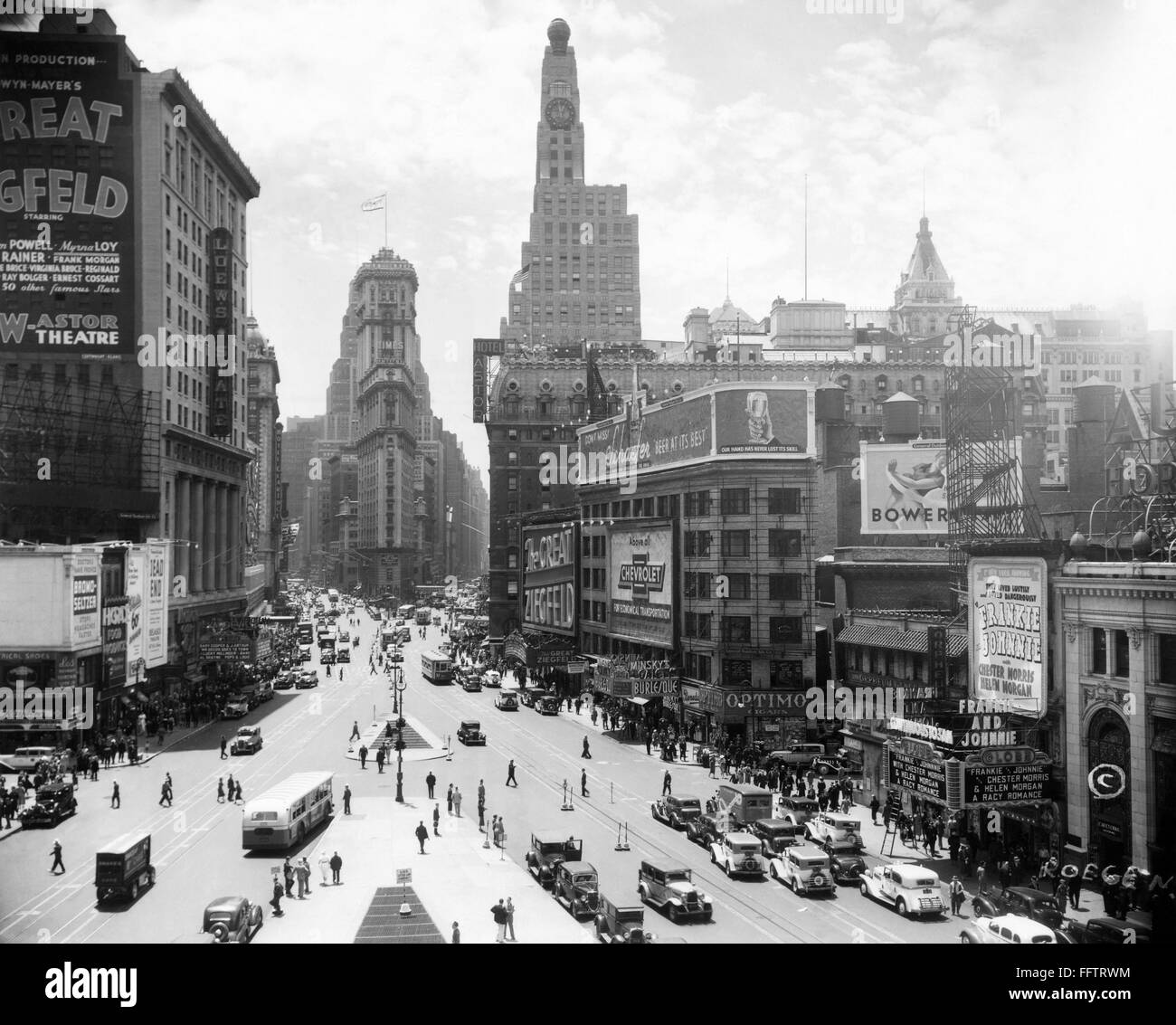 TIMES SQUARE, 1936. /nLooking south at the crossing of Broadway and 7th ...