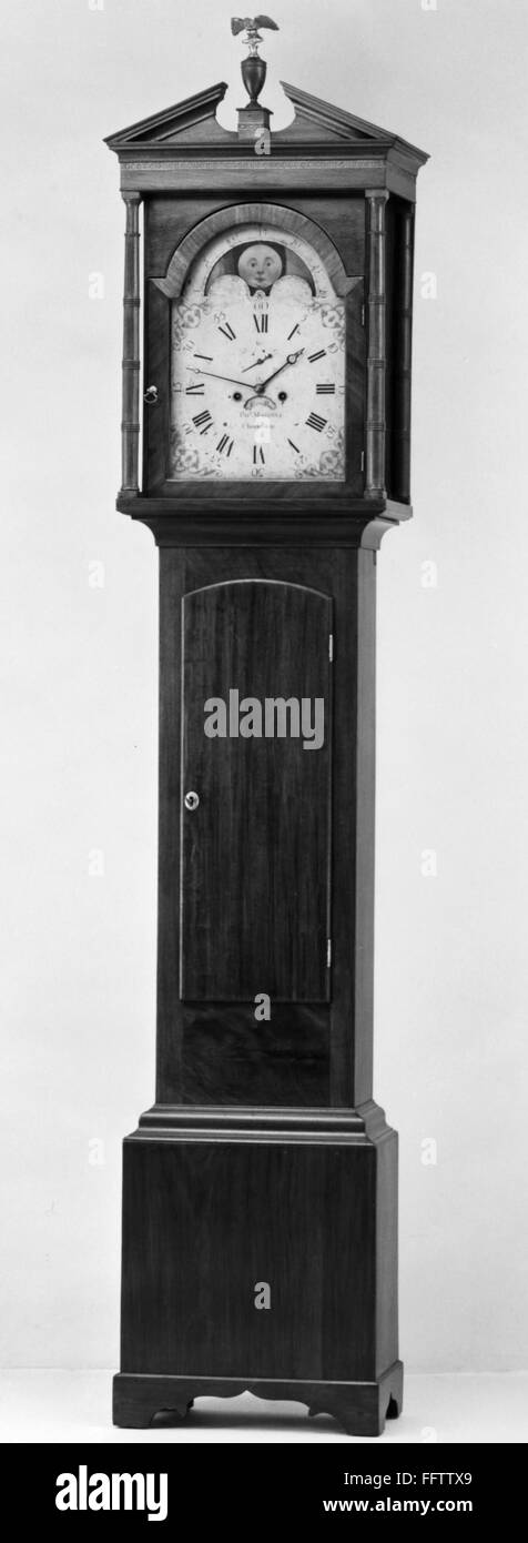 EARLY AMERICAN CLOCK. /nTall clock by Patrick Magann, an Irish ...