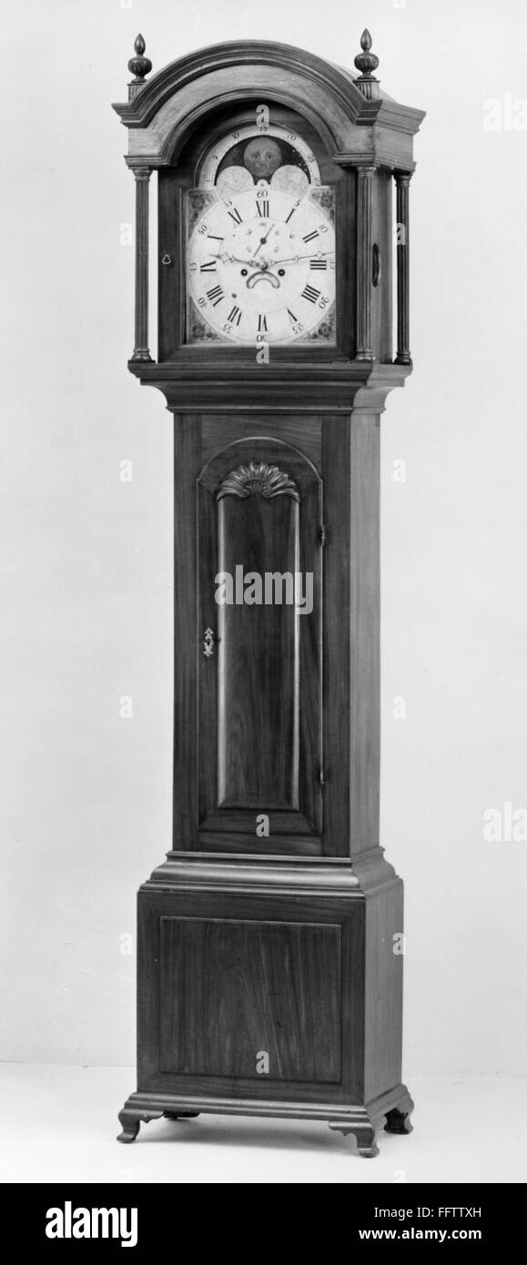 EARLY AMERICAN CLOCK. /nTall clock by a Rhode Island clockmaker, c1785 ...