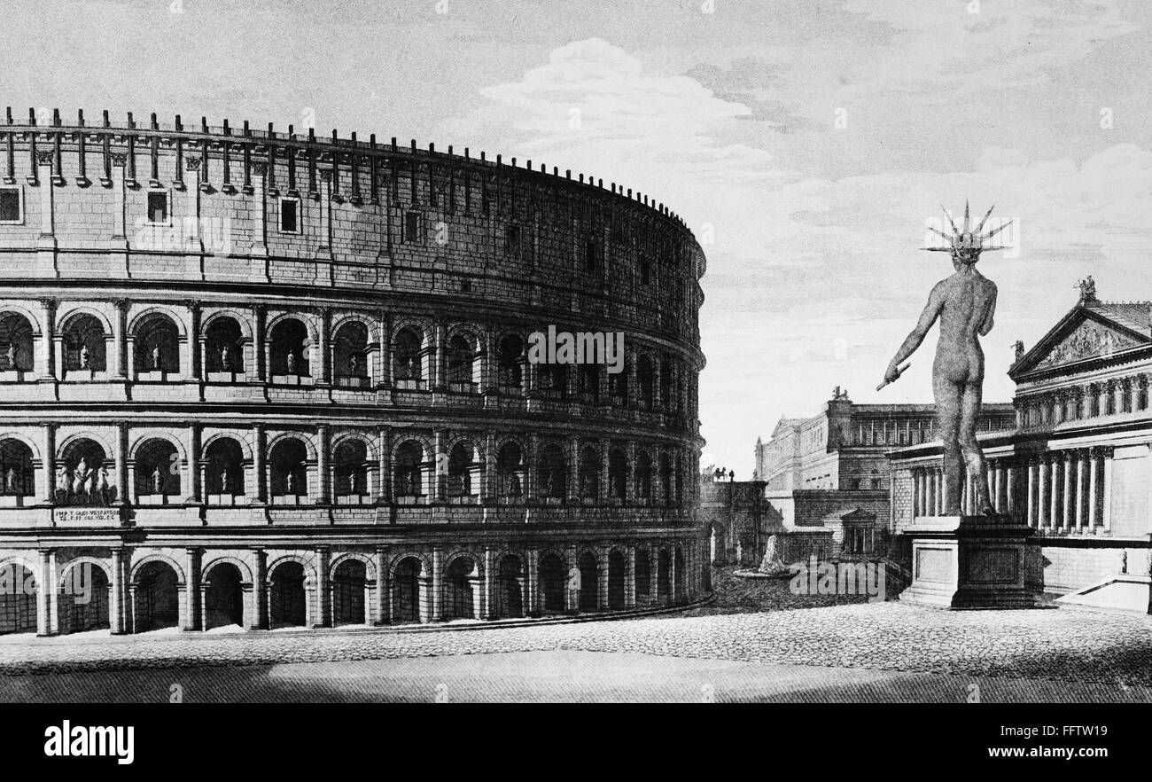 ROME: COLOSSUS OF NERO. /nReconstruction of the Colossus of Nero and ...