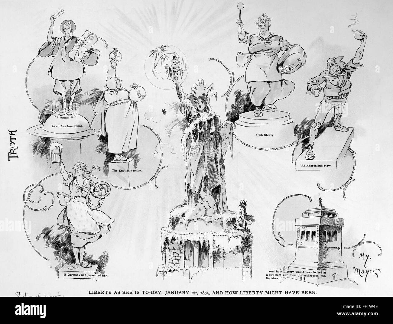 STATUE OF LIBERTY CARTOON. /n'Liberty as she is to-day, Januray 1st ...