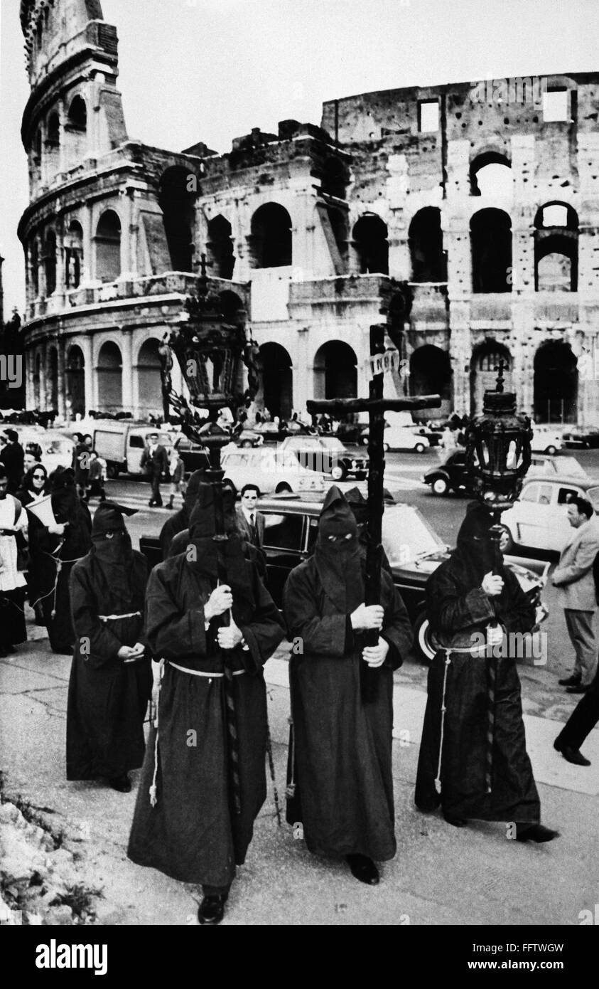 ROME: PROCESSION, 1968. /nA Catholic Stations of the Cross procession ...
