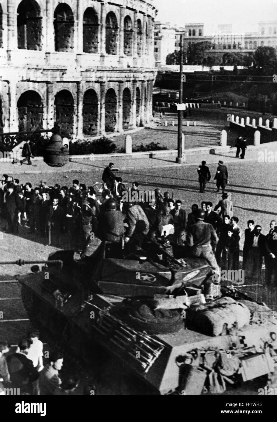 WORLD WAR II: COLOSSEUM. /nAllied troops at the Colosseum in Rome, 15 ...
