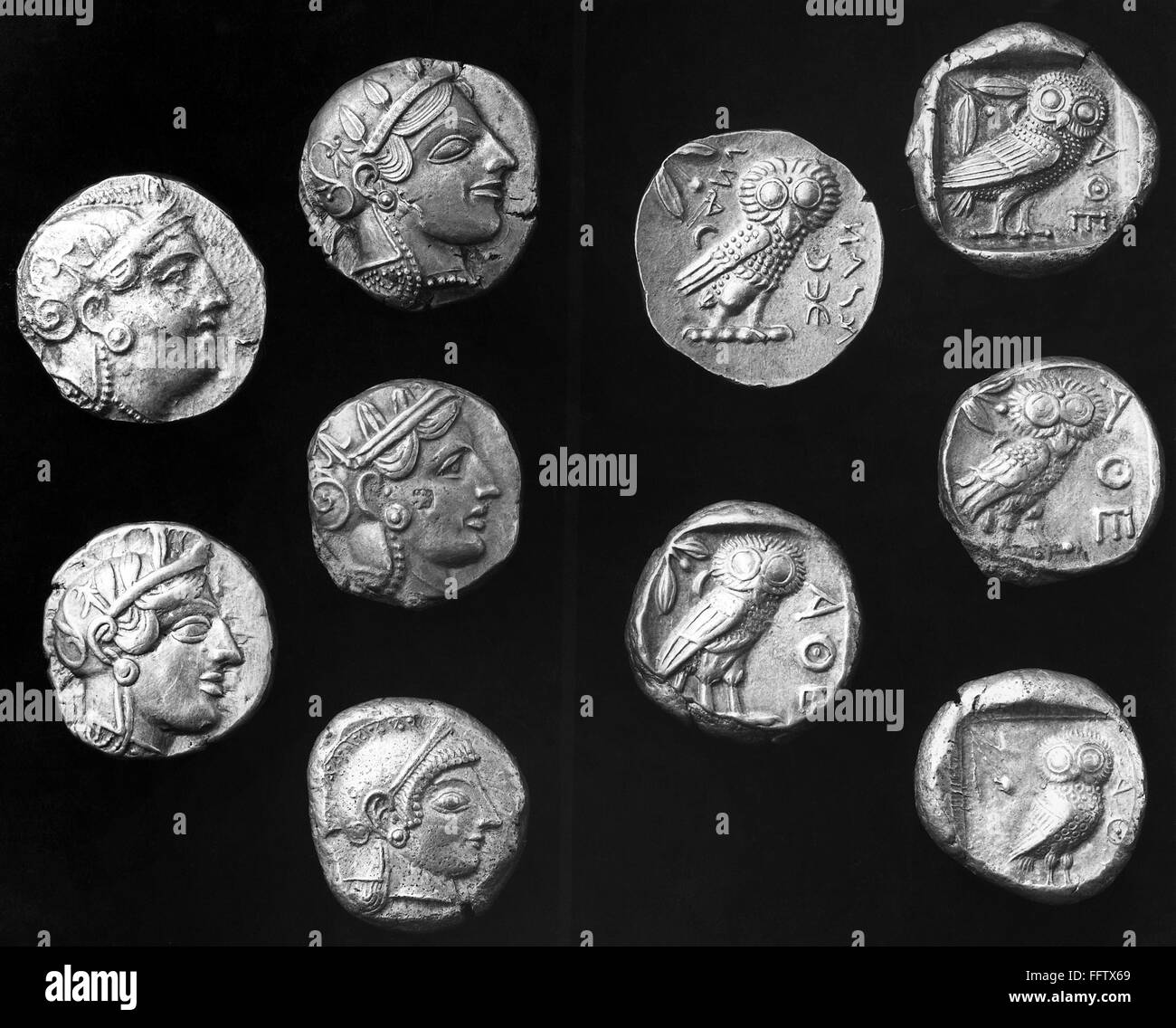 GREEK COINS: ATHENA. /nVarious silver tetradrachms of ancient Greece ...