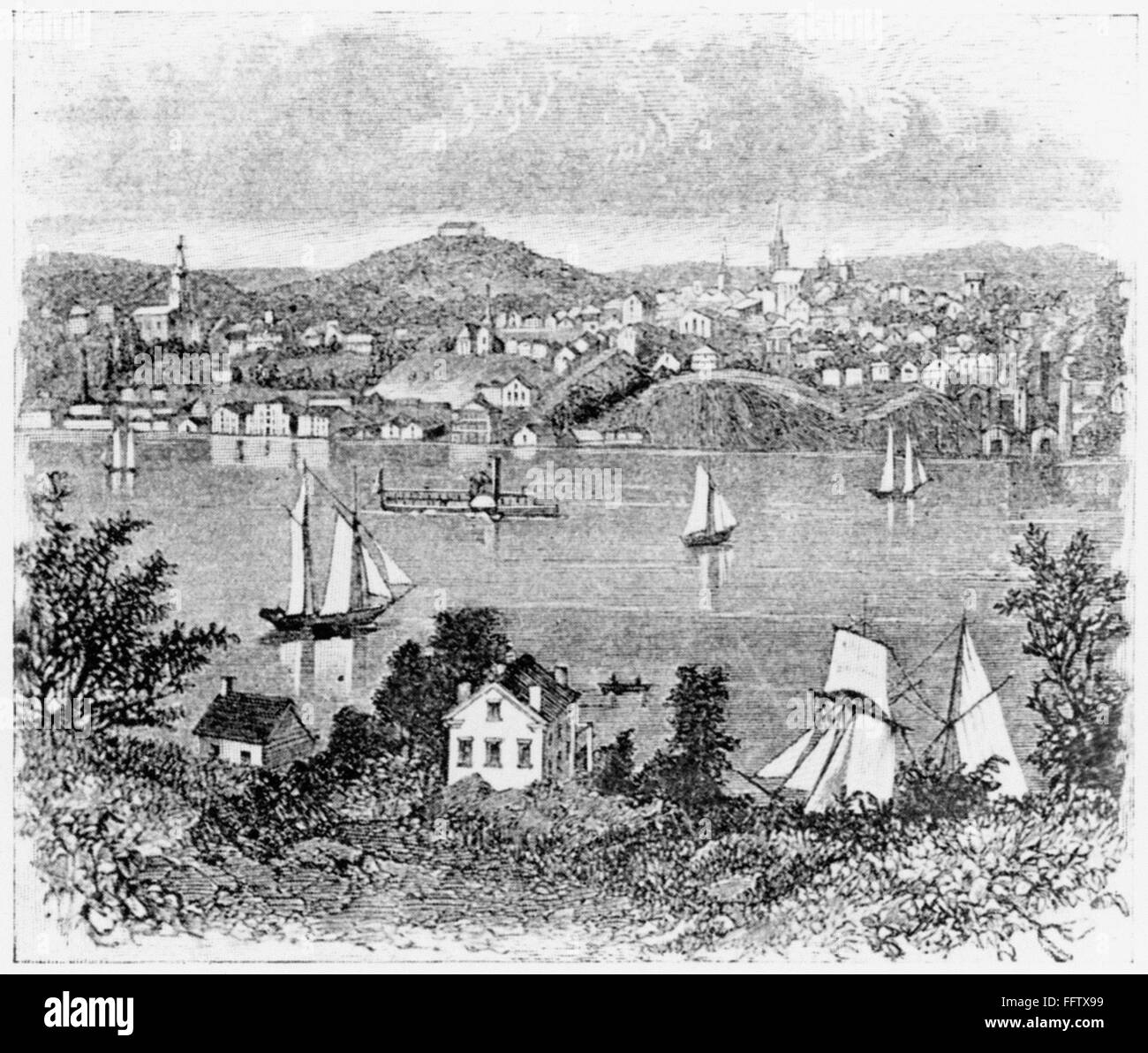 POUGHKEEPSIE, c1840. /nView of Poughkeepsie on the Hudson River, New ...
