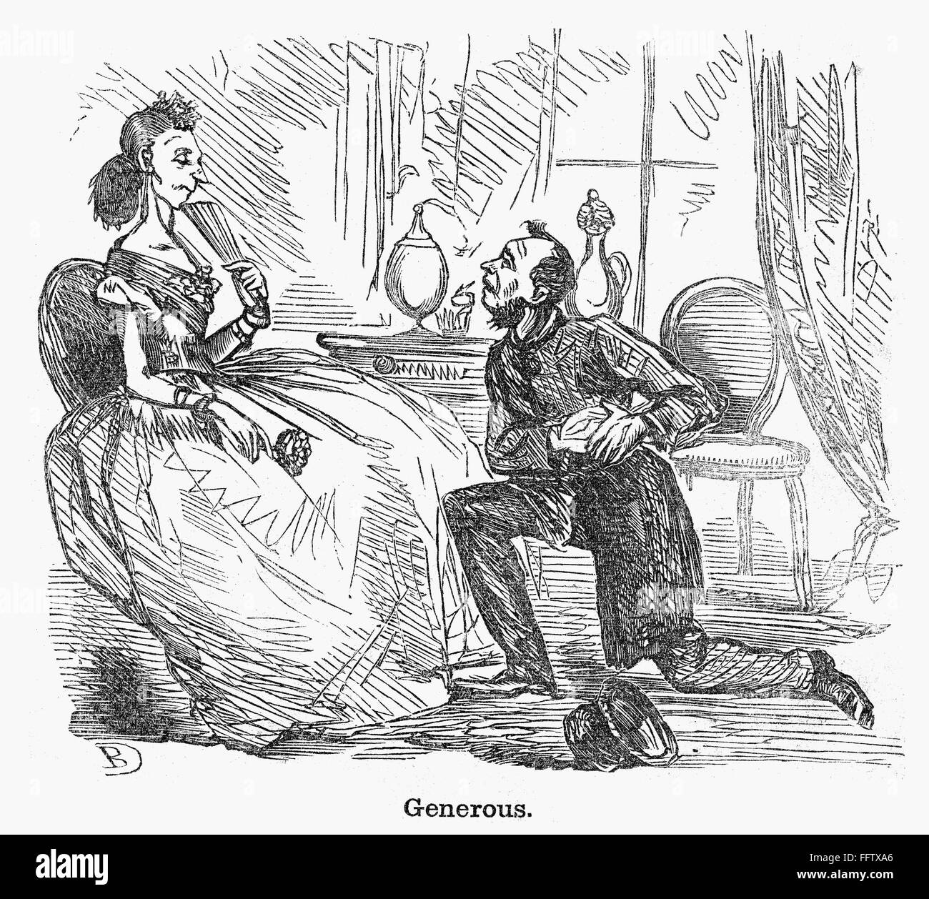 MARRIAGE PROPOSAL. /nA poor man proposing to a woman. Wood engraving ...