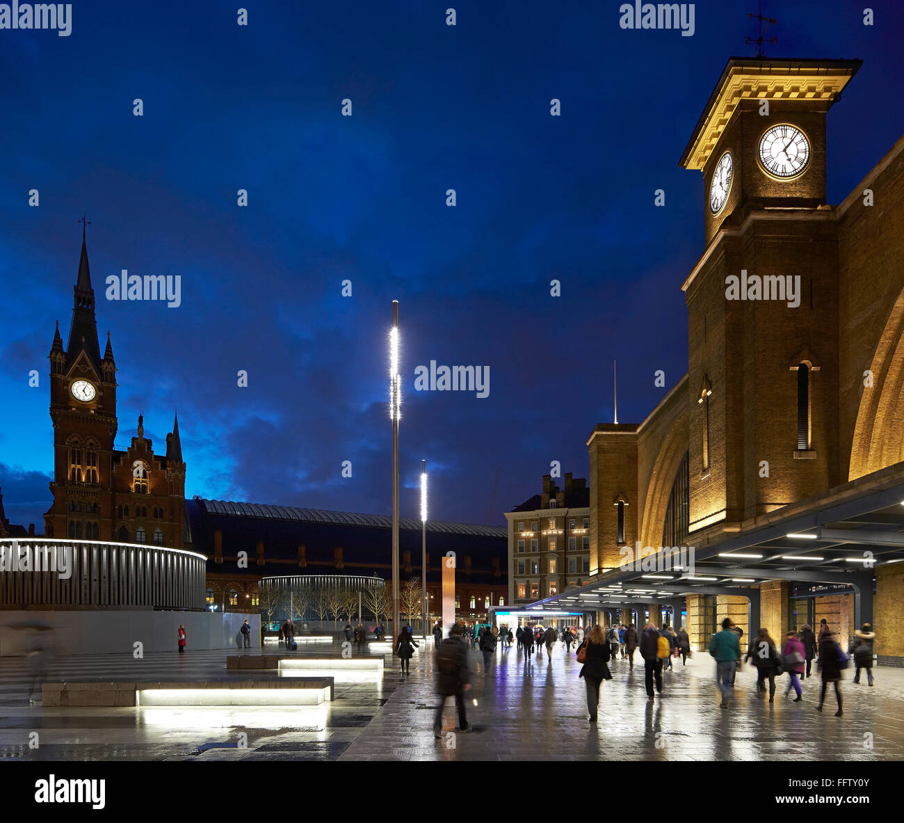 Perspective of King's Cross station with square and St Pancras beyond ...