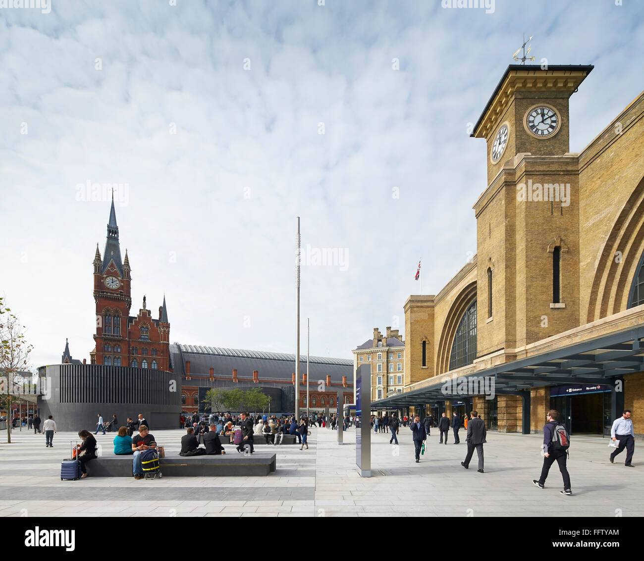 Perspective along King's Cross station with square and St Pancras ...