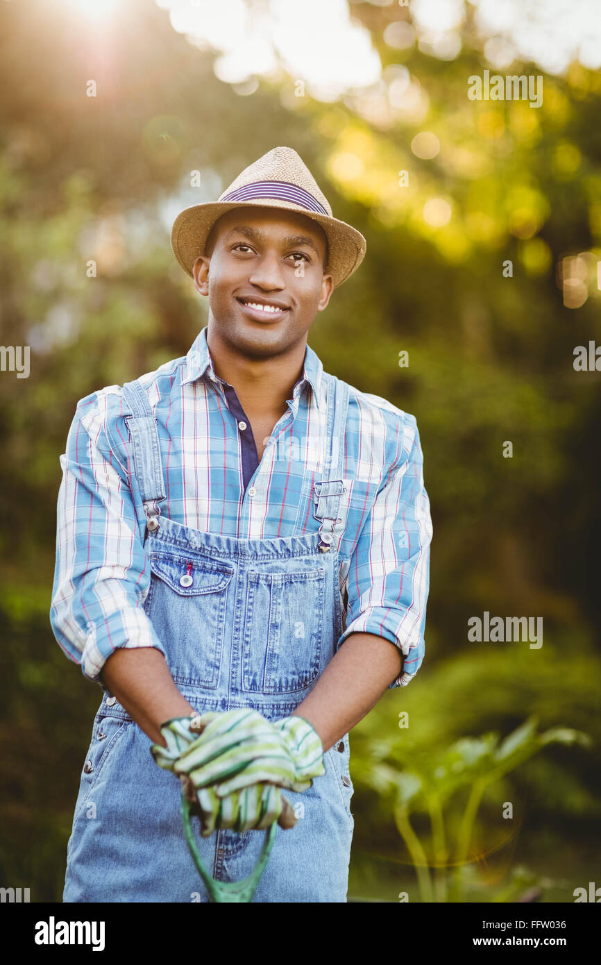 Smiling man in the garden Stock Photo - Alamy