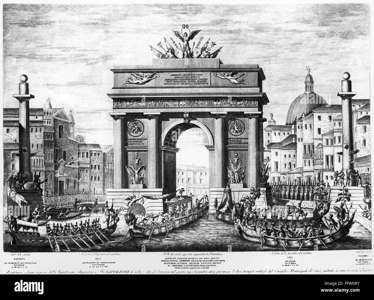 VENICE: GRAND CANAL, 1807. /nNapoleon I entering Venice under a ...