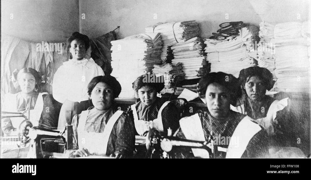 NATIVE AMERICAN SCHOOL, c1910. /nA sewing class at the Bismarck Indian ...