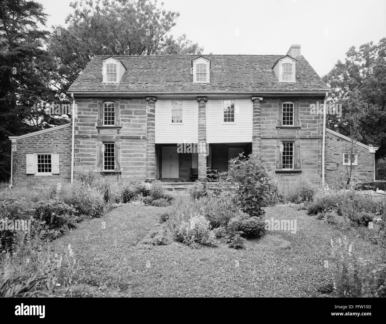 JOHN BARTRAM HOUSE. /nEast elevation of the house and garden built by ...