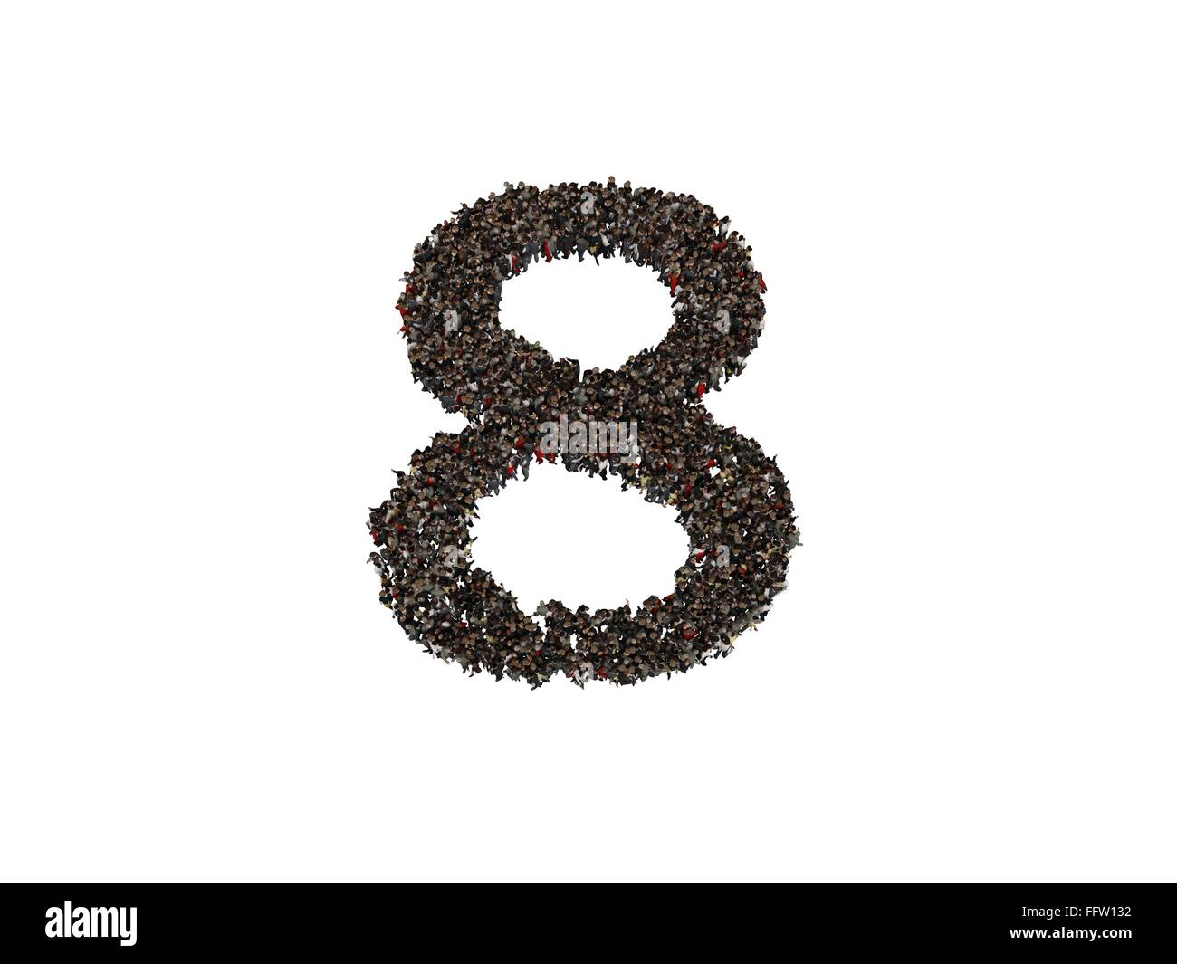 3d characters forming the Number eight isolated on a white background ...