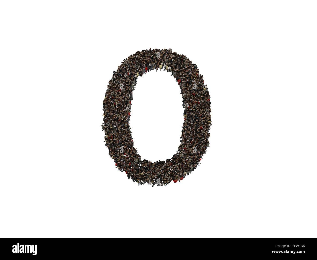 3d characters forming the Number zero isolated on a white background ...