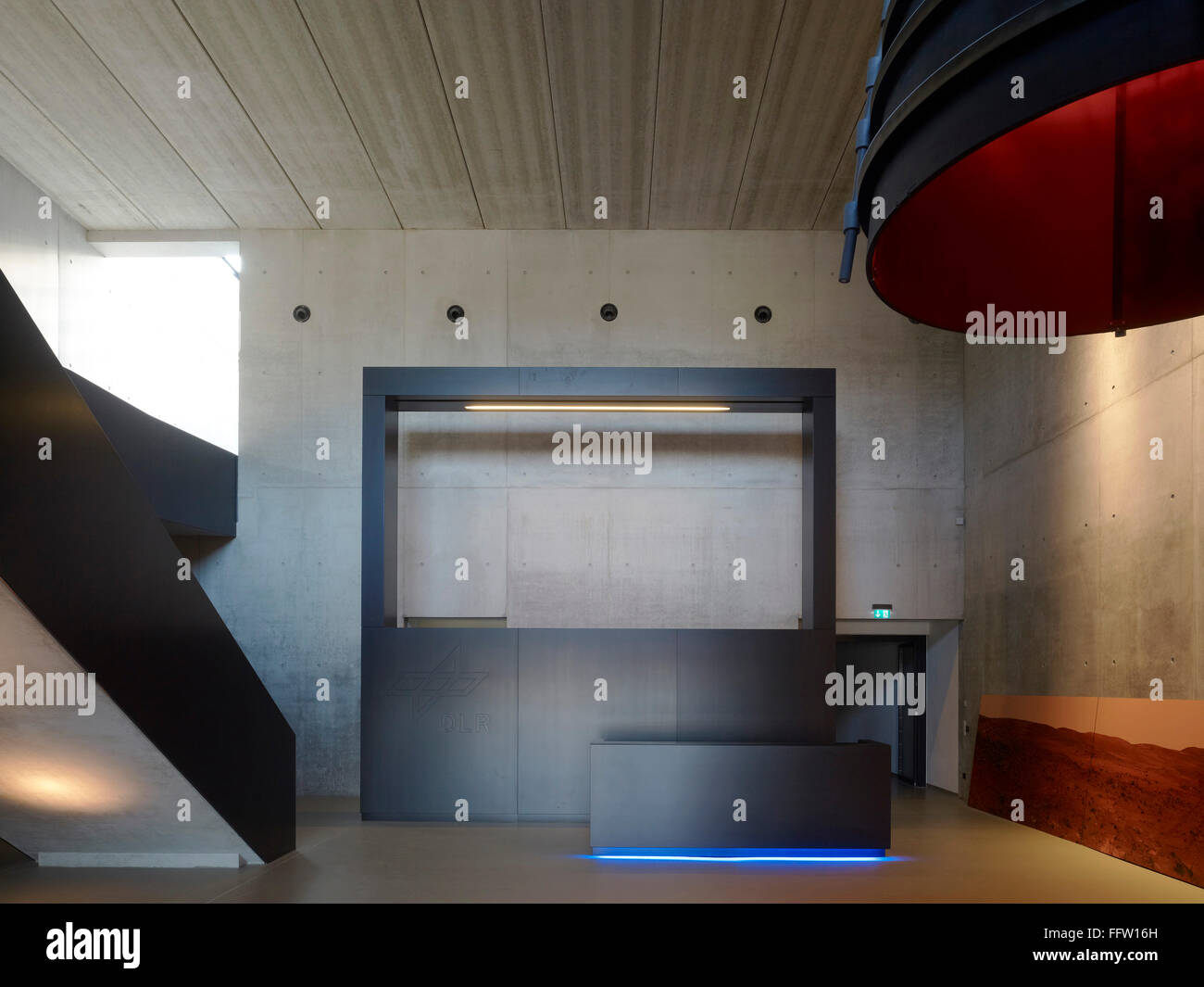 Reception and foyer in visitor centre. German Aerospace Centre (DLR ...