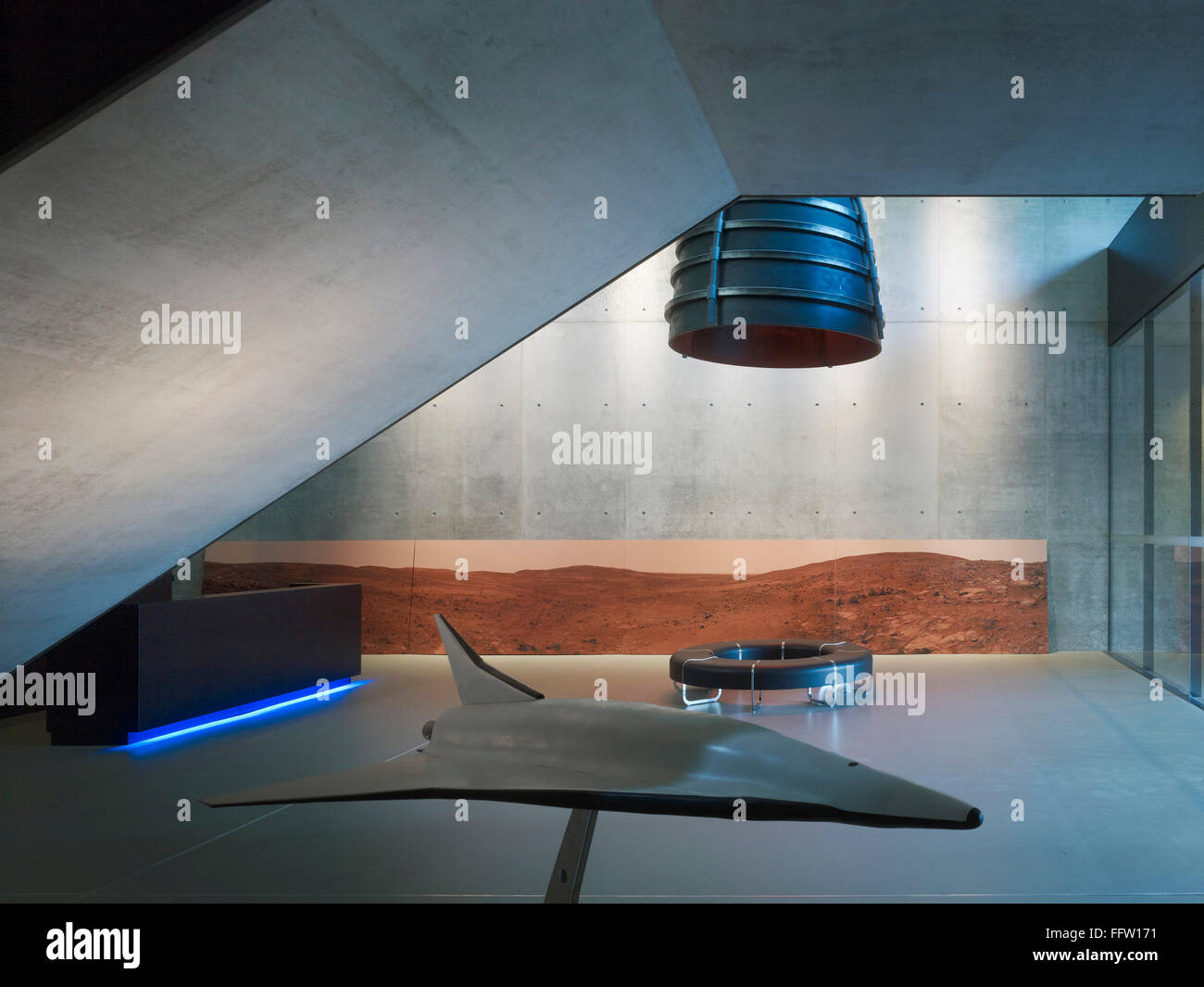 Reception and foyer in visitor centre. German Aerospace Centre (DLR ...