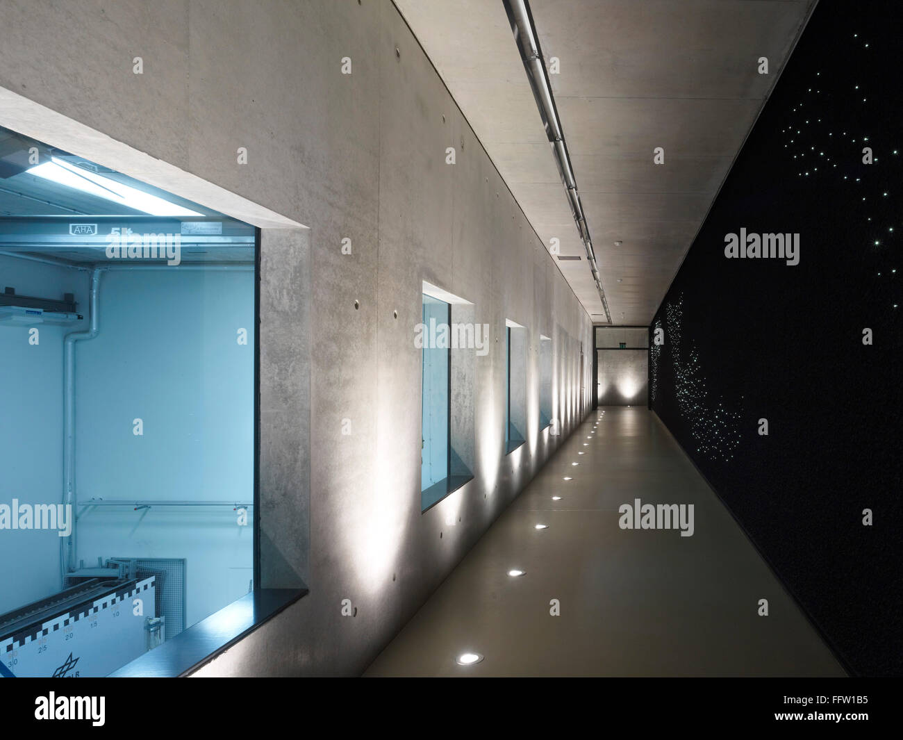 Upper floor hallway with windows to assembly laboratory. German ...