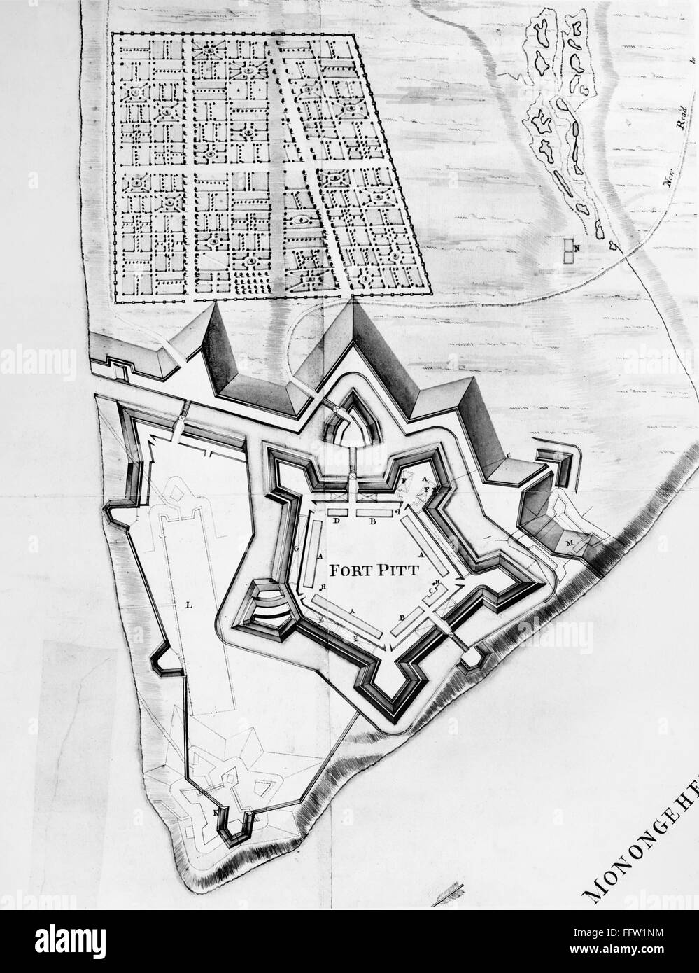 FORT PITT, 1761. /nEnglish plan of Fort Pitt, built by the British on ...