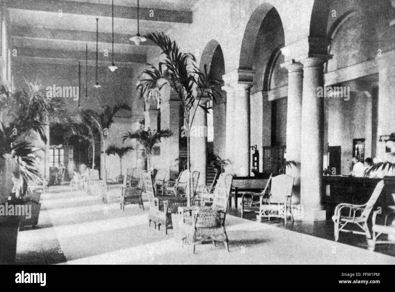 MANILA: HOTEL, 1925./nView of the lobby of the Manila Hotel, a luxury ...