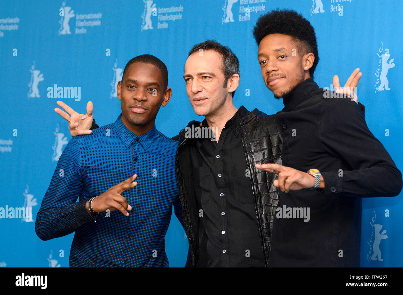Berlin, Germany. 16th Feb, 2016. Aml Ameen, Rafi Pitts and Darrell ...