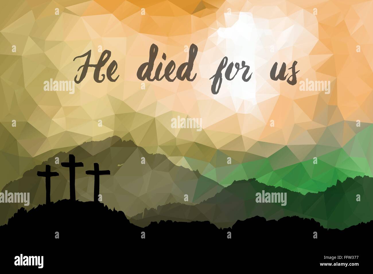 Easter scene with cross. Jesus Christ. Polygonal vector design Stock ...