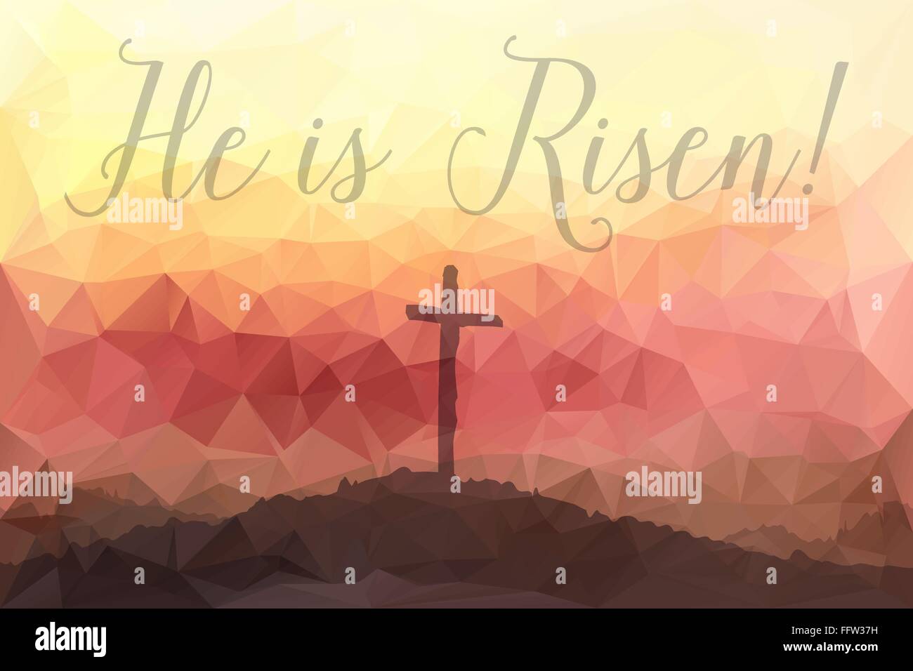Easter scene with cross. Jesus Christ. Polygonal vector design Stock ...