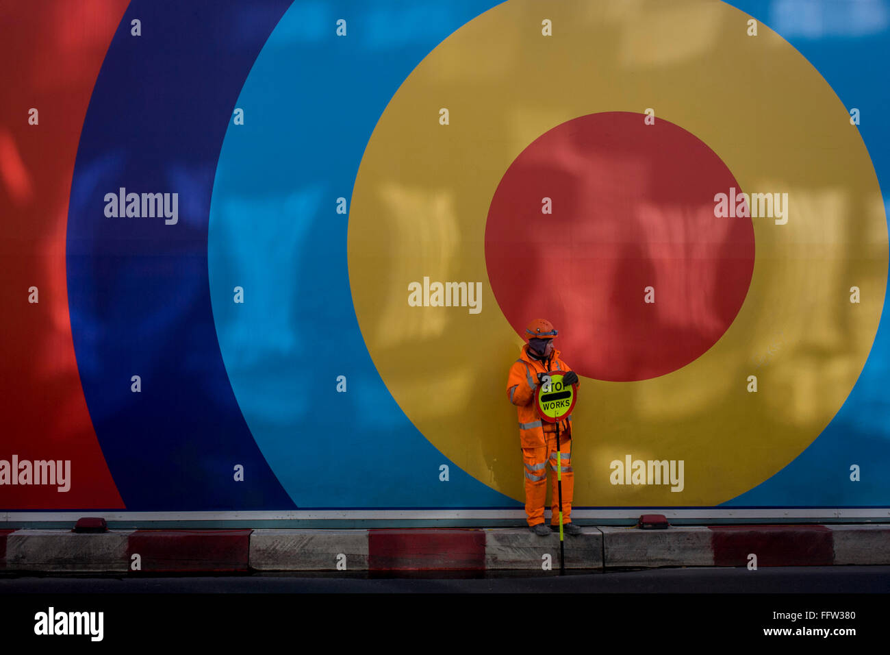 Construction banksman stop sign uk hi-res stock photography and images ...