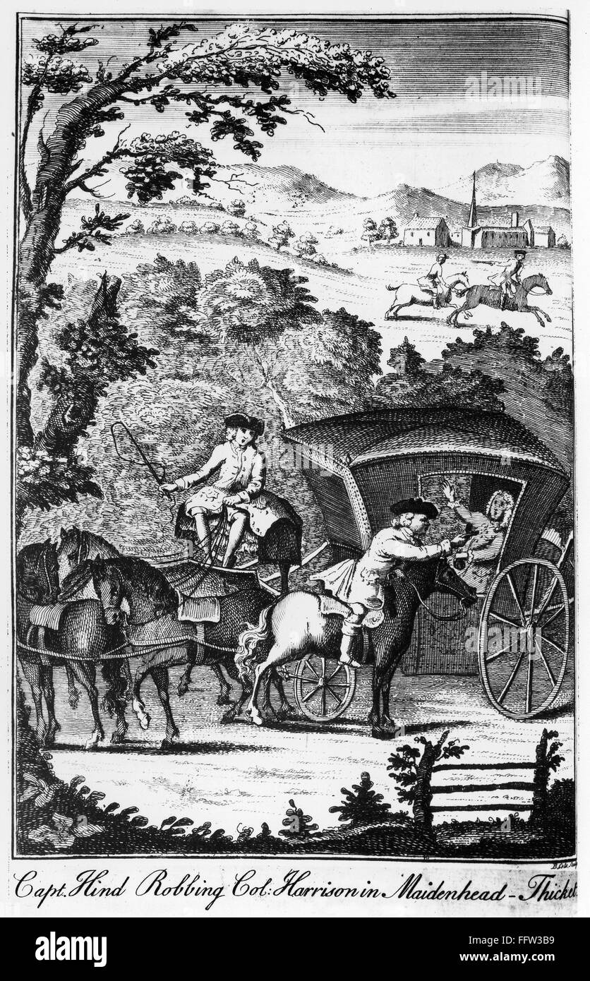 ENGLAND: HIGHWAY ROBBERY. /nCaptain James Hind (executed 1651) robbing ...