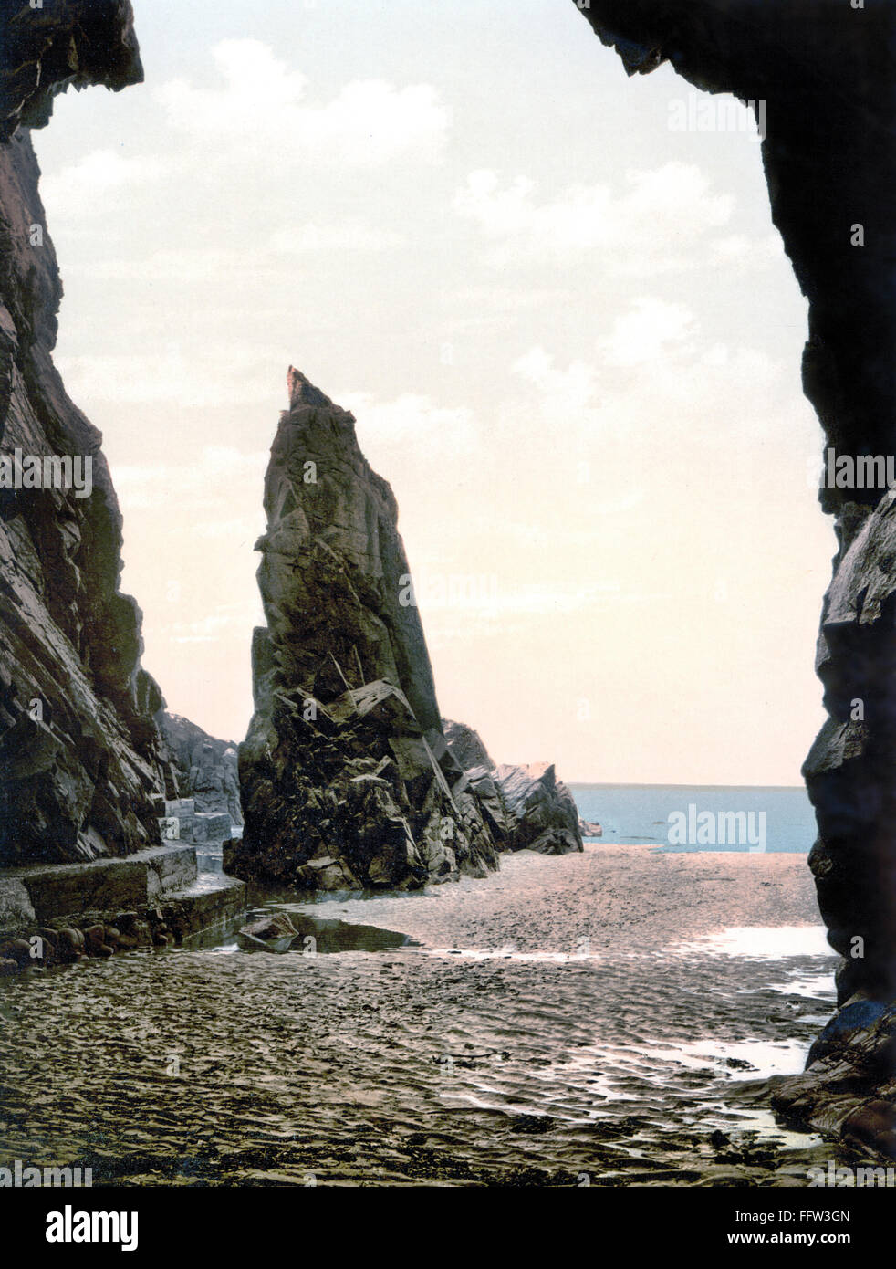 ENGLAND: NEEDLE ROCK, c1895. /nView of Needle Rock from the interior of ...