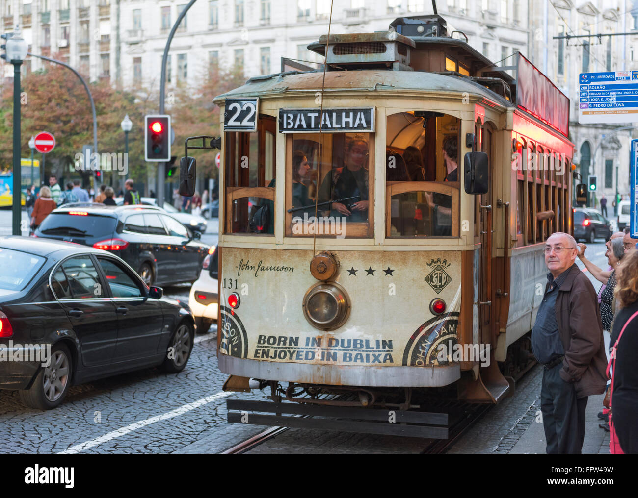Tram, public transport, Oporto, Portugal, Europe Stock Photo - Alamy