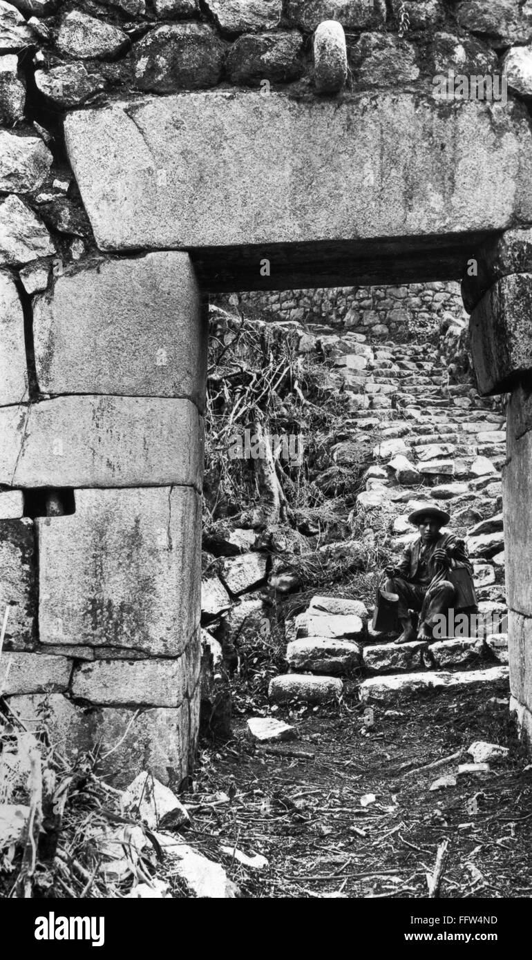 MACHU PICCHU: GATE. /nThe main gate to the Inca city at Machu Picchu ...