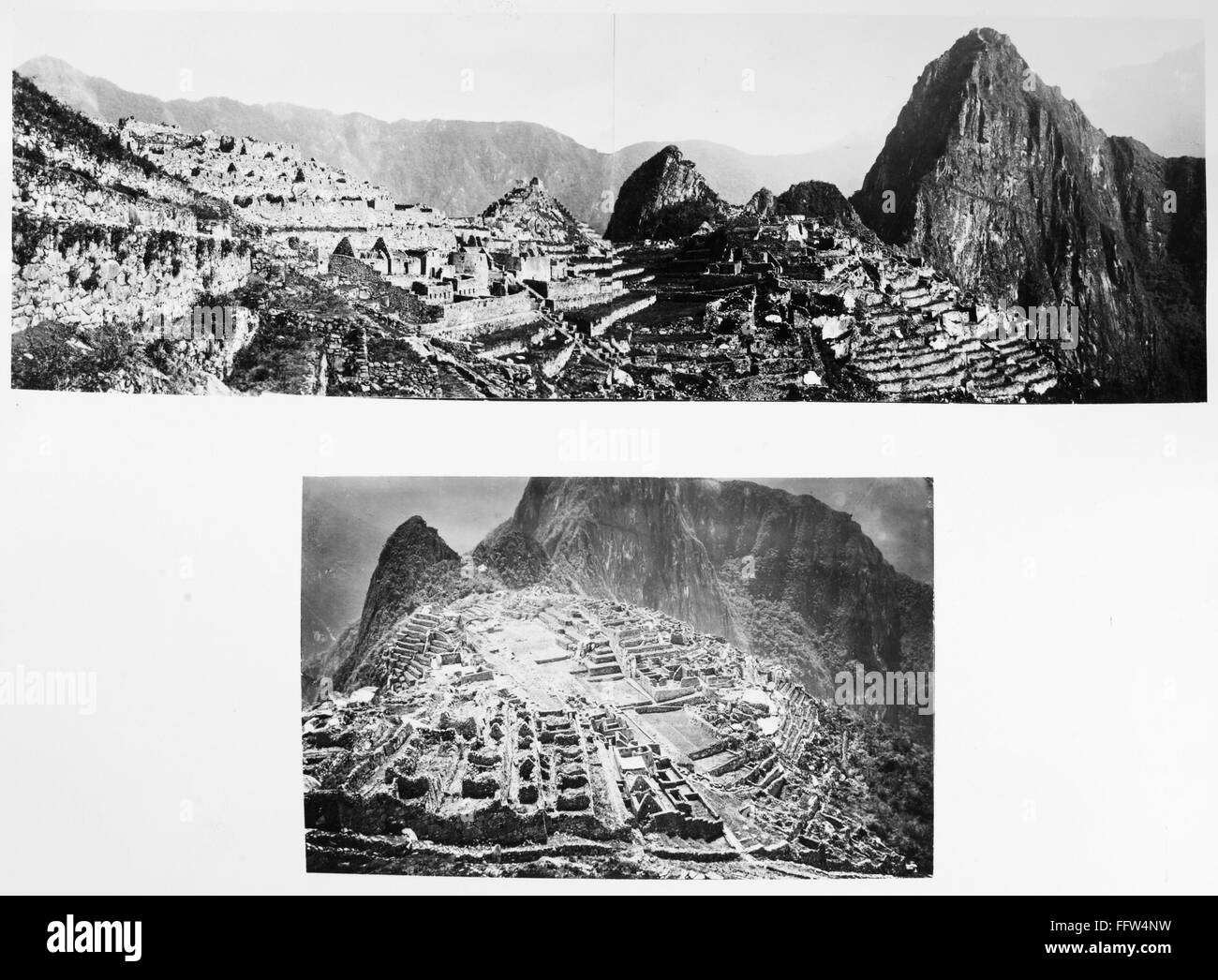 MACHU PICCHU VIEWS. /nTwo overall photographs, c1935, of the ruins of ...