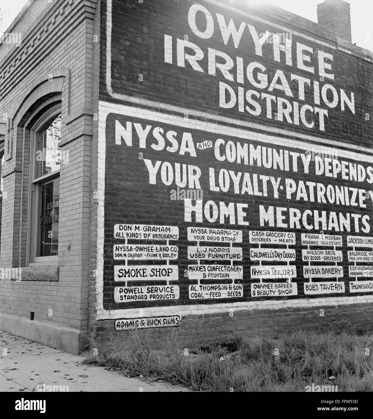 OREGON: RECLAMATION OFFICE. /nHand-painted sign on the building of the ...
