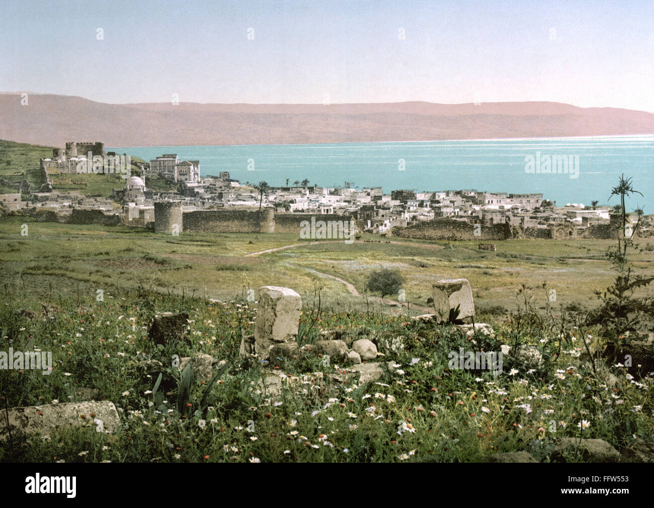 HOLY LAND: TIBERIAS. /nA panoramic view of the city of Tiberias ...