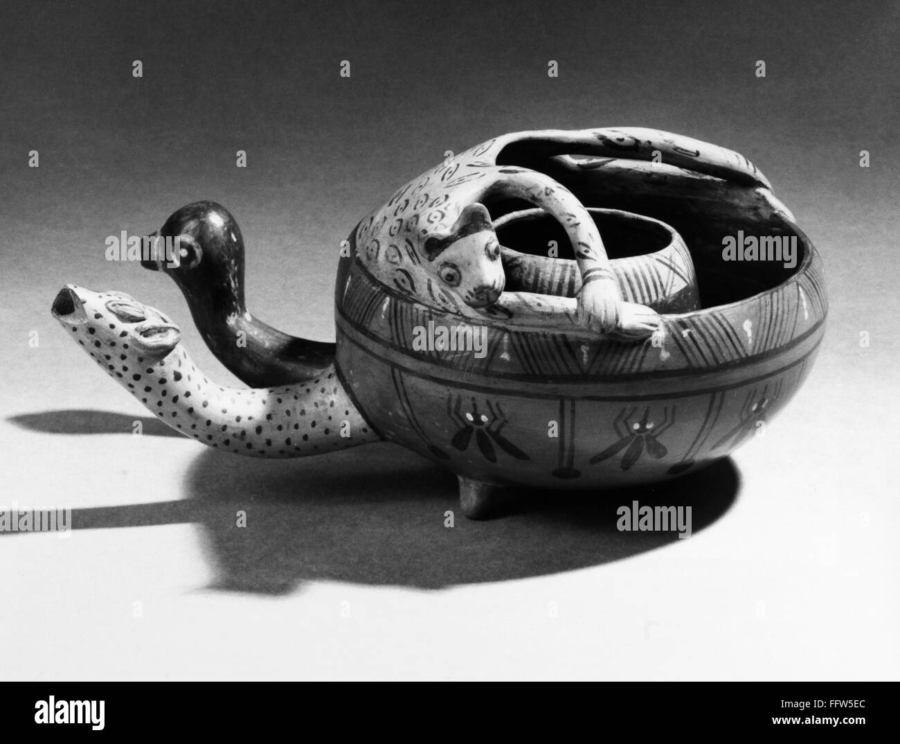 PERU: INCA CERAMIC. /nEffigy double bowl with animal heads. Inca ...