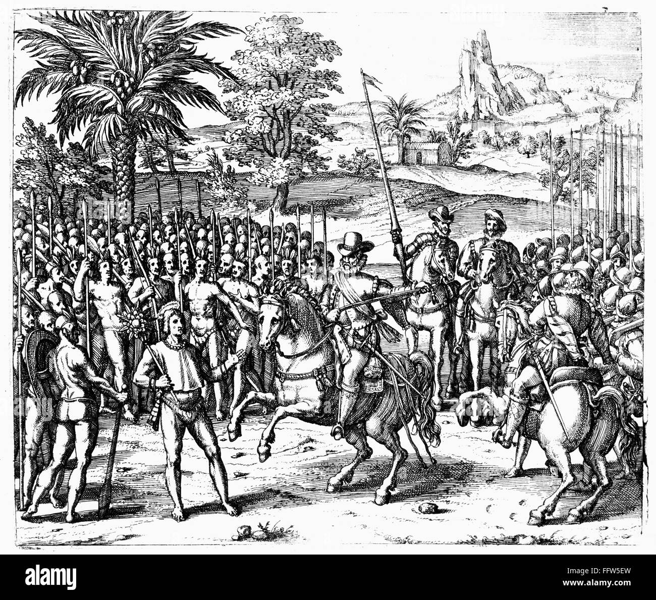 CONQUEST OF INCA EMPIRE. /nConfrontation between Hernando de Soto and ...
