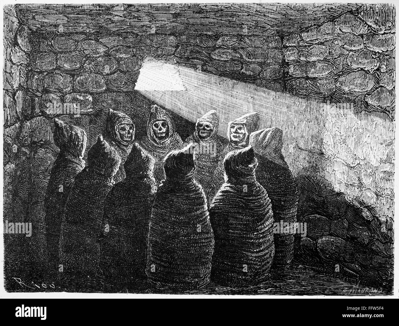 INCA TOMB: CHULPA. /nThe inside of a chulpa, a stone tower in the form ...