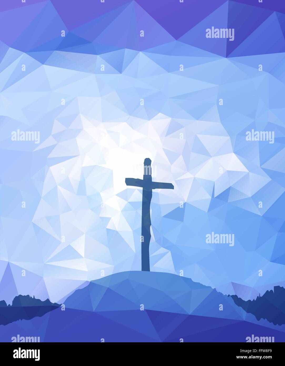 Easter scene with cross. Jesus Christ. Polygonal vector design Stock ...