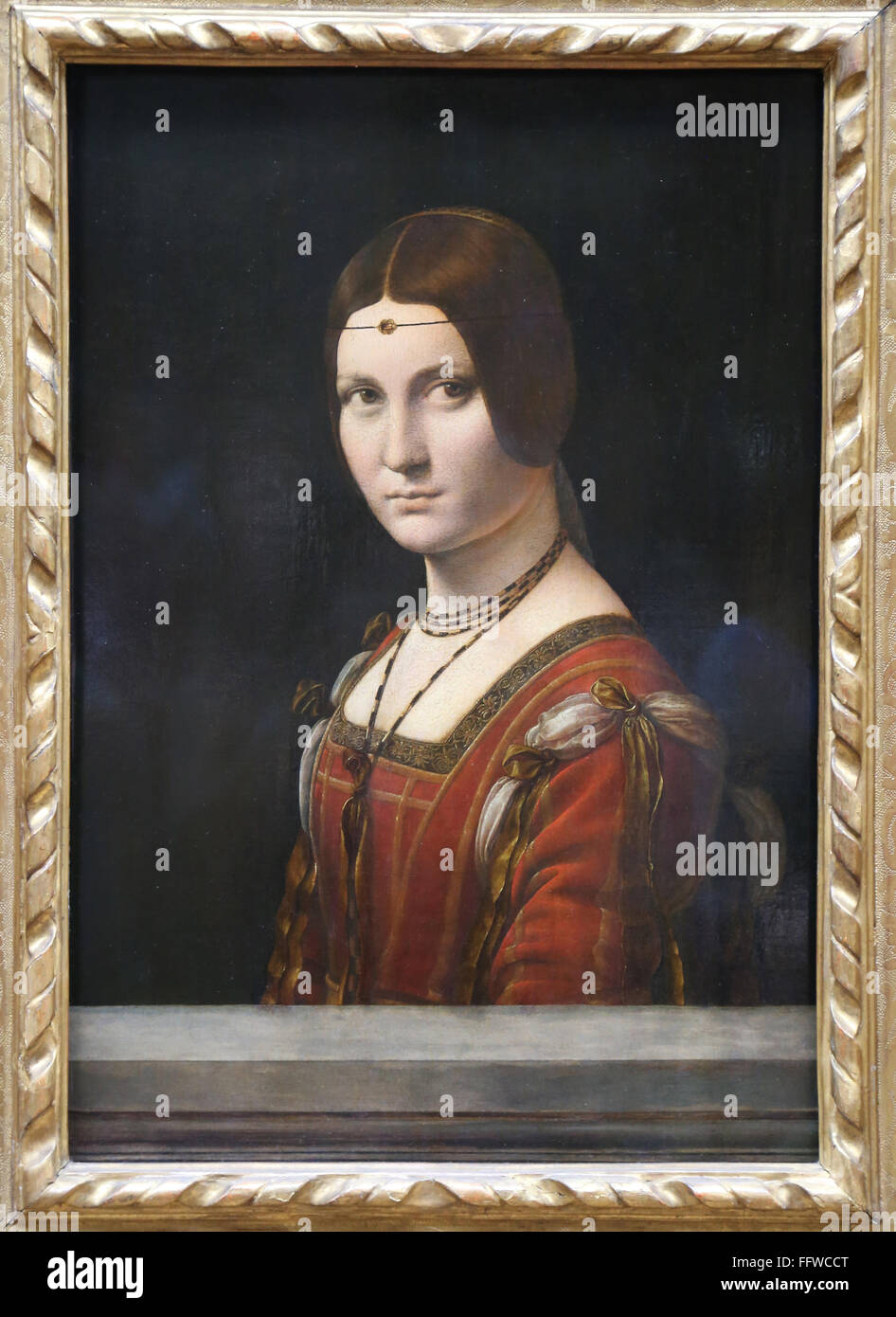 Portrait of La Belle Ferroniere, 1490. By Leonardo da Vinci. High ...