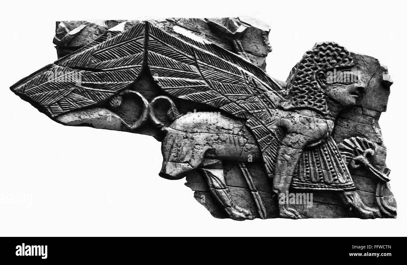 ASSYRIA: CHERUBIM. /nIvory panel carved with cherubim from Nimrud, 8th ...