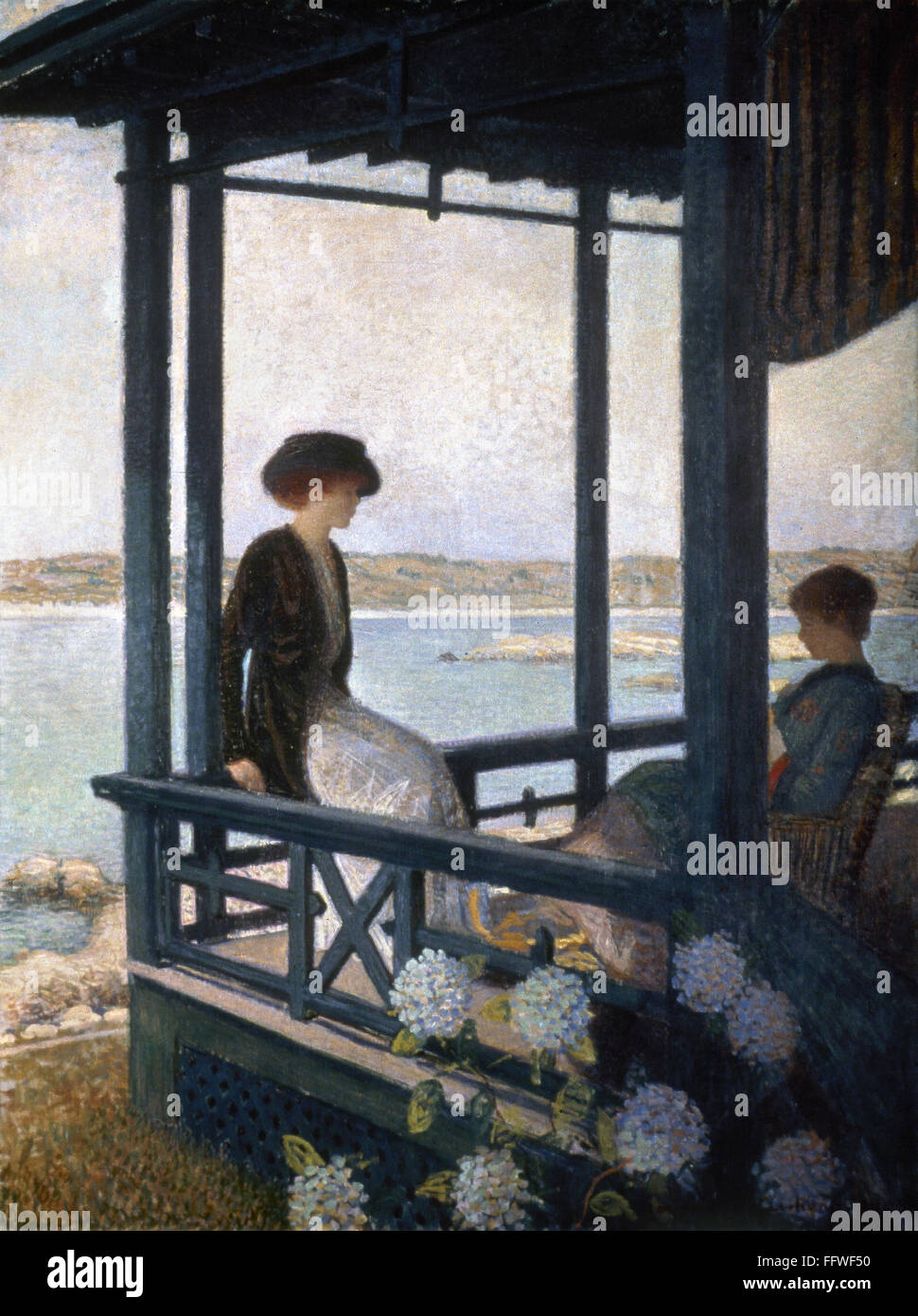 CUSHING: BLUE PORCH. /nThe Blue Porch. Oil on canvas by Howard G ...