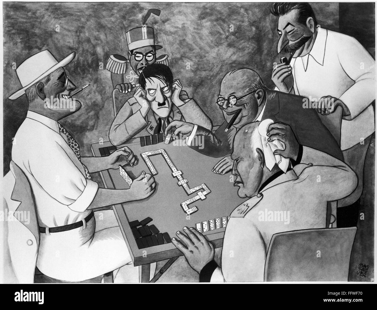 WORLD WAR II CARTOON, 1944. /nThe Allied leaders are winning a game of ...