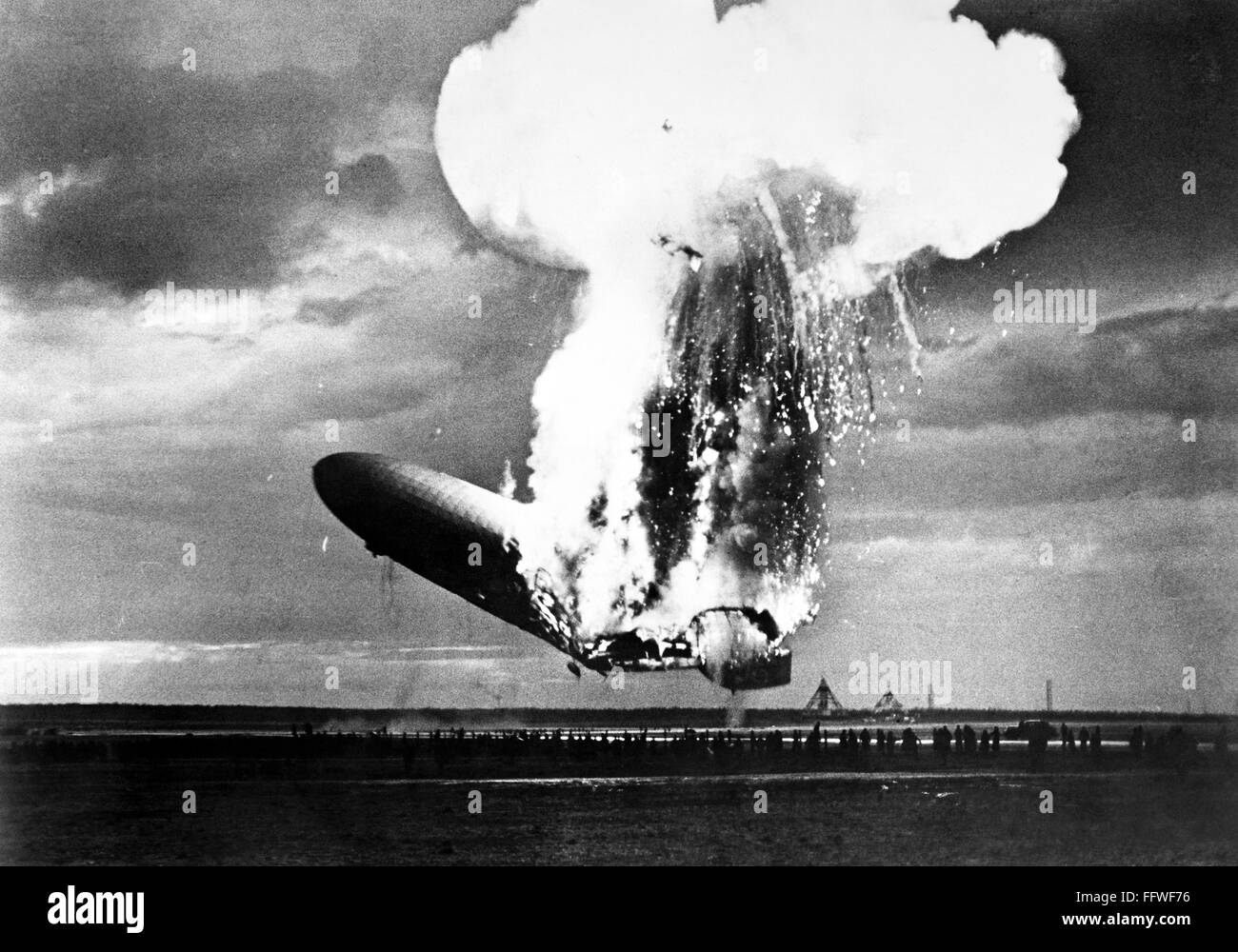 THE HINDENBURG, 1937. /nThe German zeppelin 'Hindenburg' exploding at ...