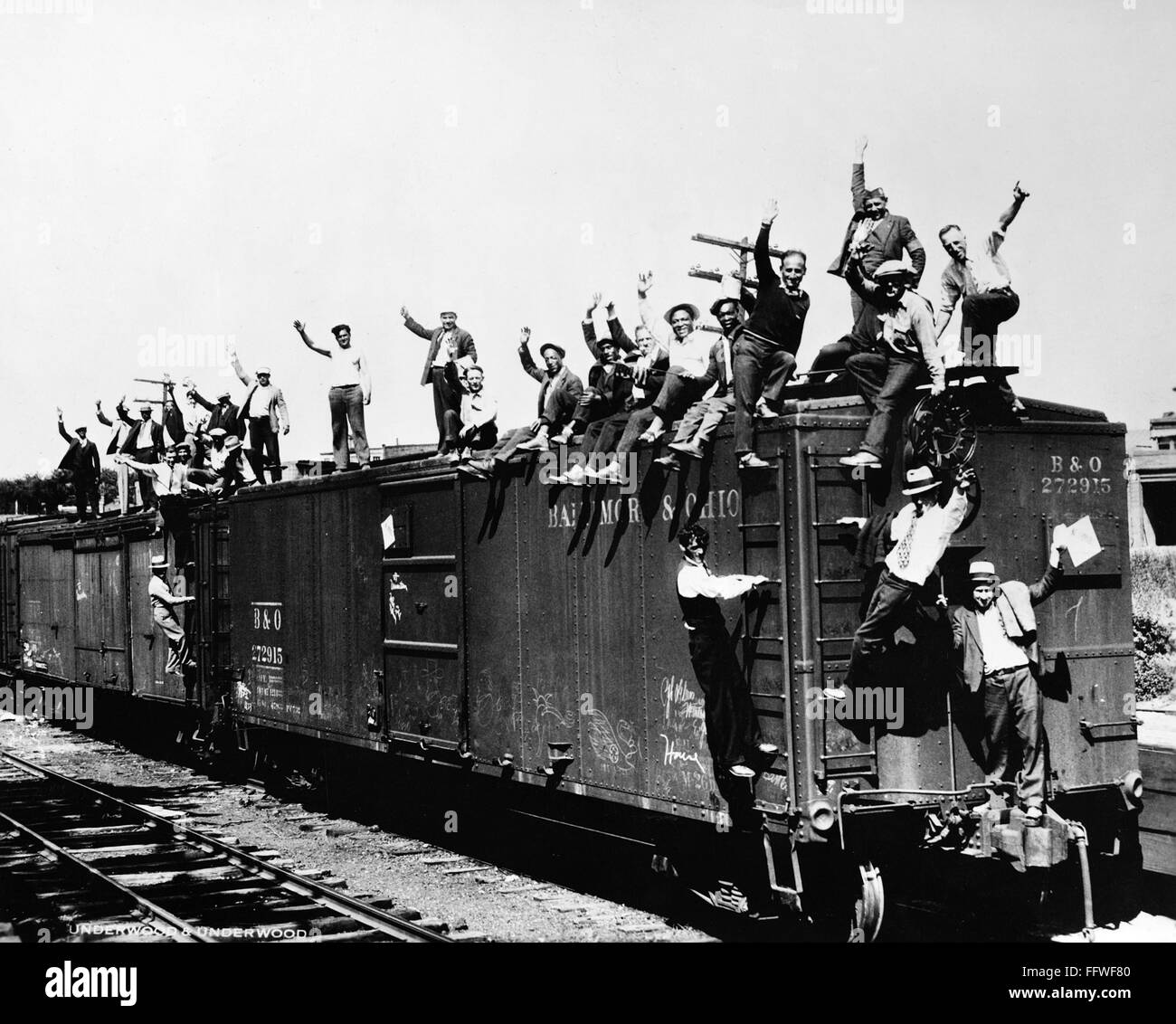 BONUS ARMY, 1932. /nWorld War I veterans on their way to Washington, D ...