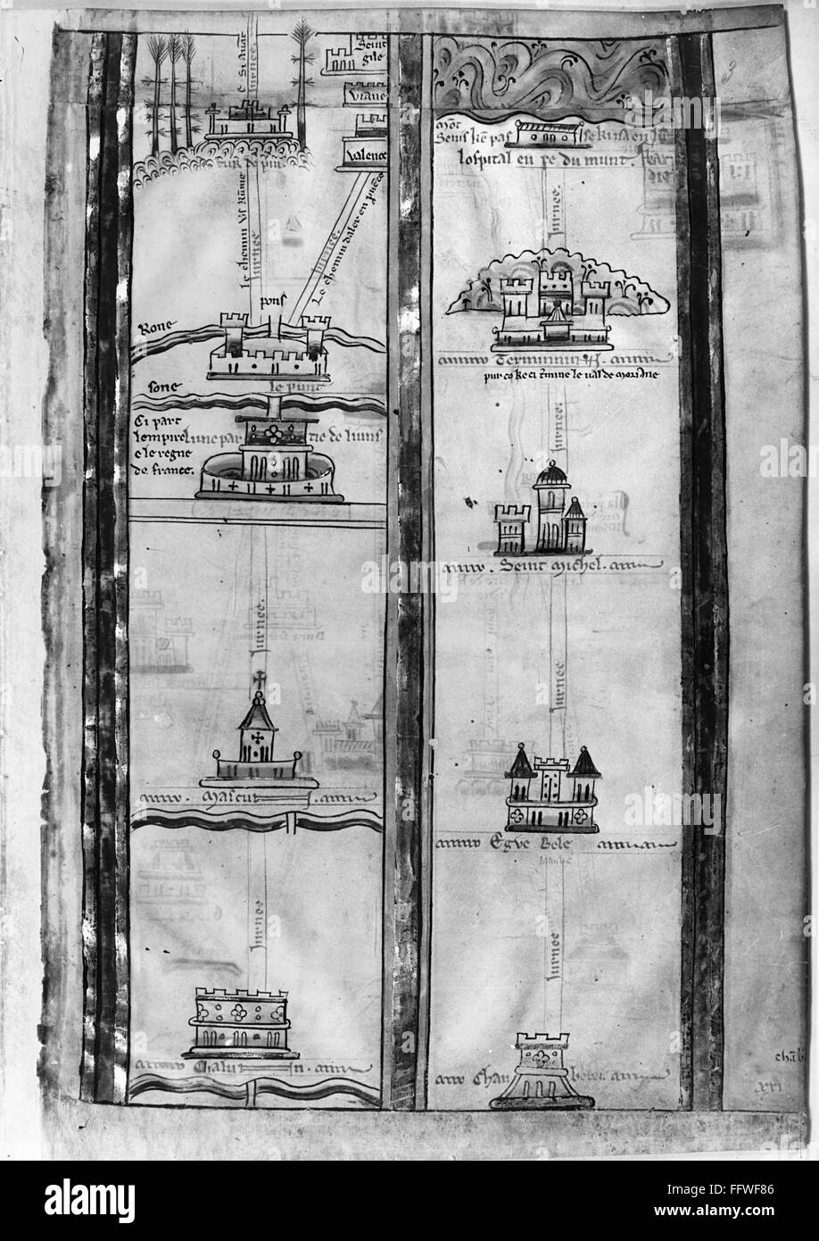 PILGRIMS' MAP, c1250. /nDetail of an English map of the pilgrimage ...