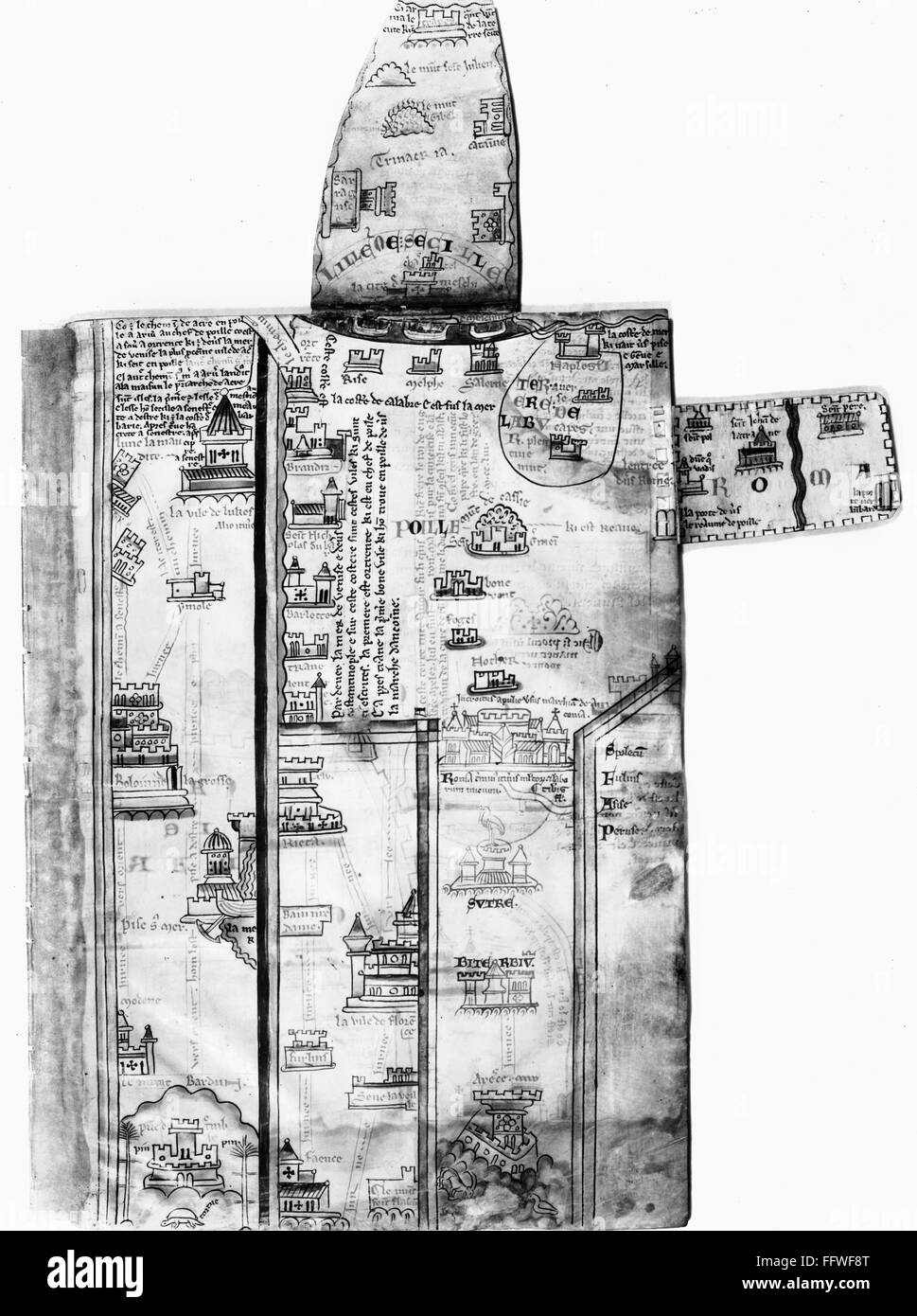 PILGRIMS' MAP, c1250. /nDetail of an English map of the pilgrimage ...