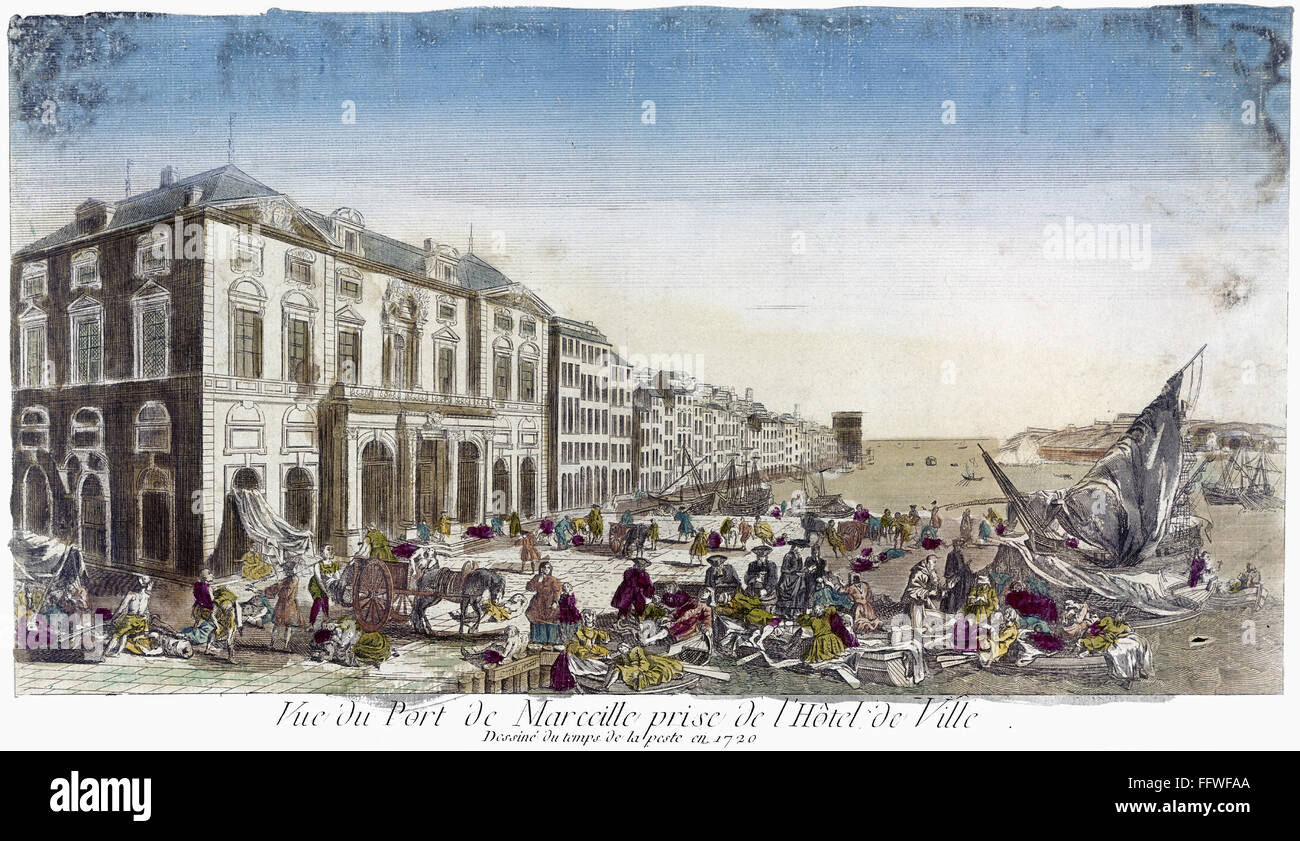 PLAGUE: MARSEILLES, 1720. /nView from city hall of the port of ...