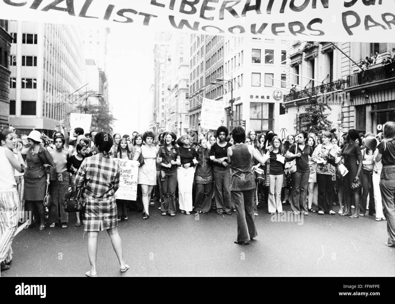 WOMEN'S RIGHTS, 1970. /nWomen marching down New York's Fifth Avenue to ...