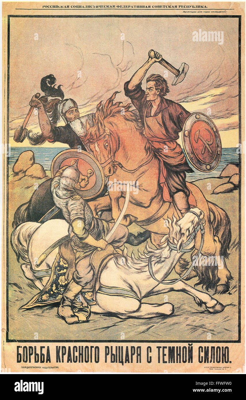 BOLSHEVIK POSTER, 1919. /n'The Struggle of the Red Knight with the Dark ...